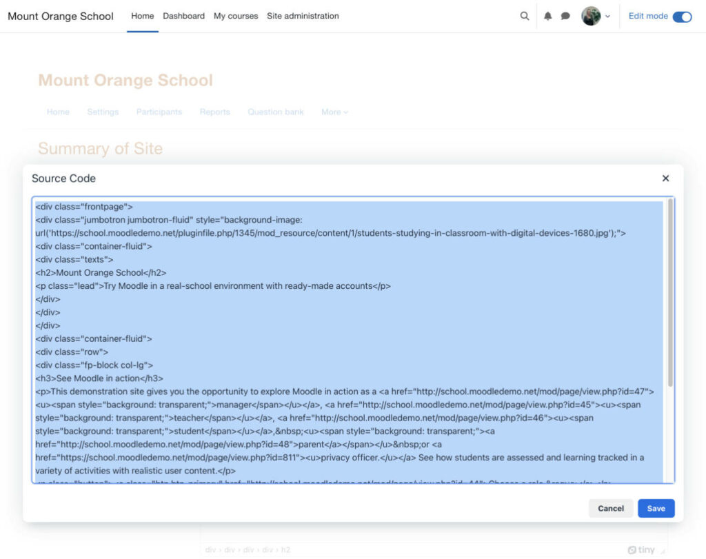 How to add custom messages to the Home page on Moodle – XELIUM : clarity defined