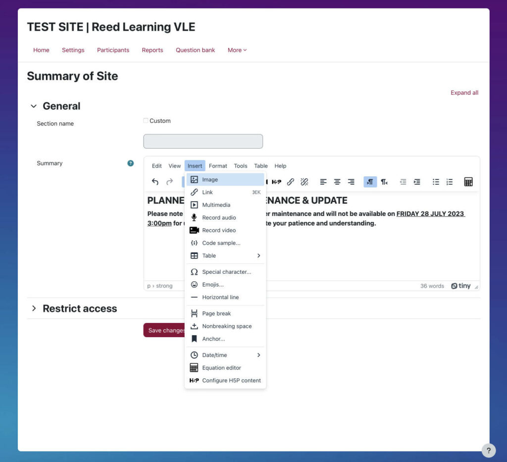 How to add custom messages to the Home page on Moodle – XELIUM : clarity defined