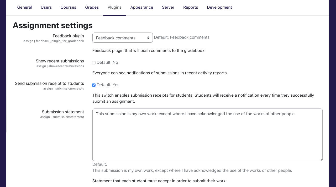 How To Define Custom Submission Statement For Moodle Assignment