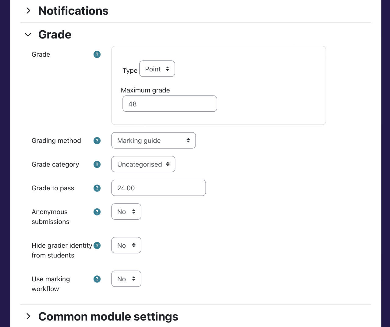 How To Use Advanced Grading Custom Marking Guide Mark Scheme For Assignment In Moodle
